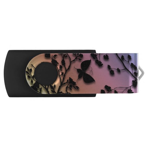 Stylish Butterfly on Rainbow Gradient USB Flash Drive | Zazzle