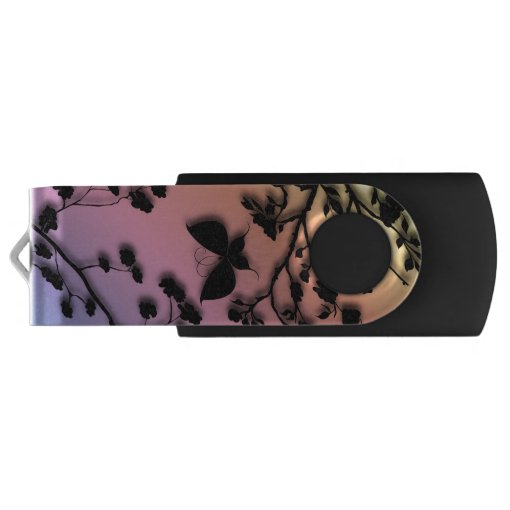 Stylish Butterfly on Rainbow Gradient USB Flash Drive | Zazzle