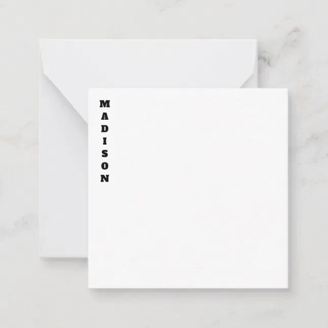 Stylish Calligraphy Name Black & White Note Card | Zazzle