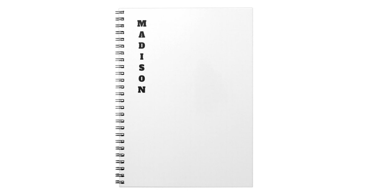 Stylish Calligraphy Name Black & White Notebook | Zazzle