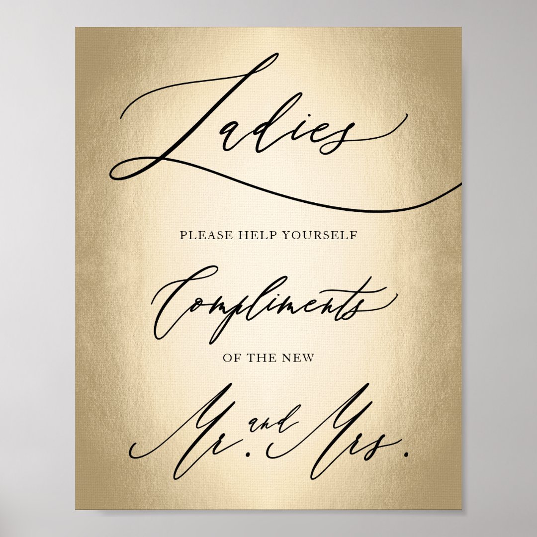 Stylish Calligraphy Script Ladies Bathroom Sign | Zazzle