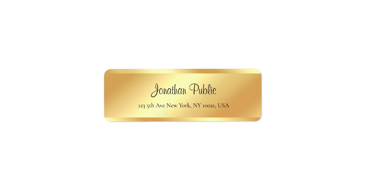 Stylish Calligraphy Script Name Gold Look Modern Label | Zazzle