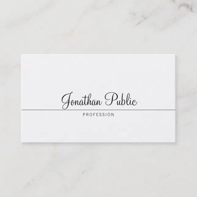 Stylish Calligraphy Script Trendy Minimalistic Business Card | Zazzle
