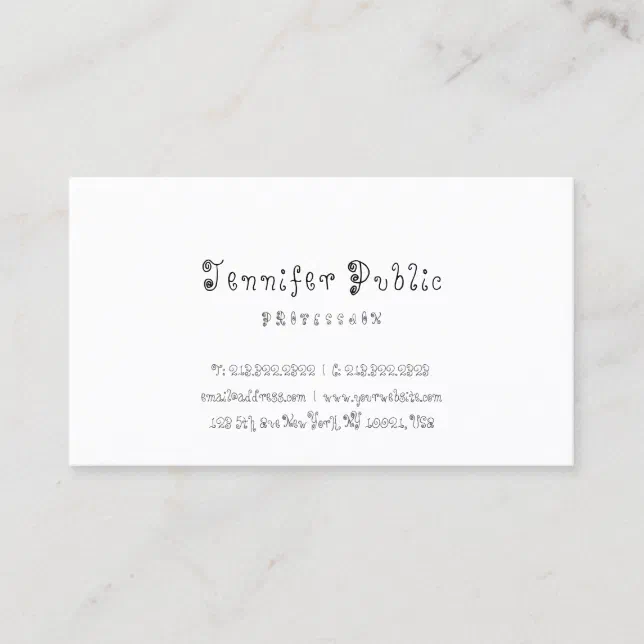 Stylish Calligraphy Text Modern Minimalist Design Business Card | Zazzle