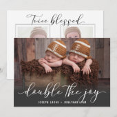 Stylish Calligraphy Twin Photo Collage Birth Announcement | Zazzle