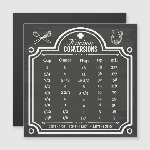 Stylish Chalkboard Kitchen Conversion Chart | Zazzle