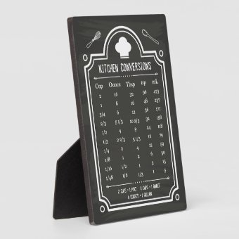 Stylish Chalkboard Kitchen Conversion Chart Plaque | Zazzle