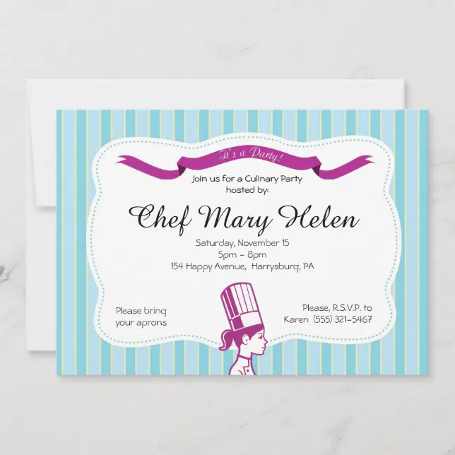 Stylish Chef Culinary Party Invitation | Zazzle
