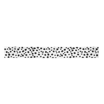 Stylish Chic Black and White Dalmatian Dot Pattern Satin Ribbon | Zazzle