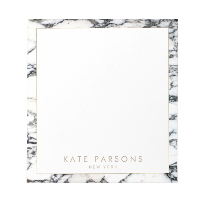 Stylish Chic Black and White Marble Name Notepad | Zazzle.com
