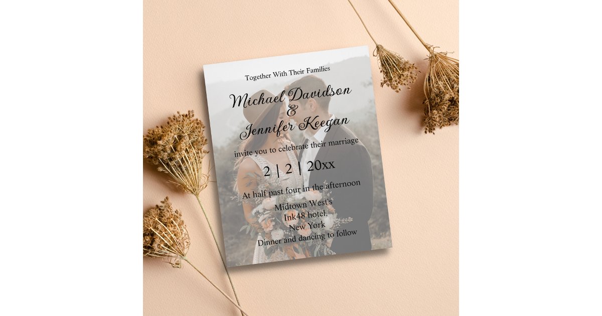 stylish chic couple faded photo wedding invitation flyer | Zazzle