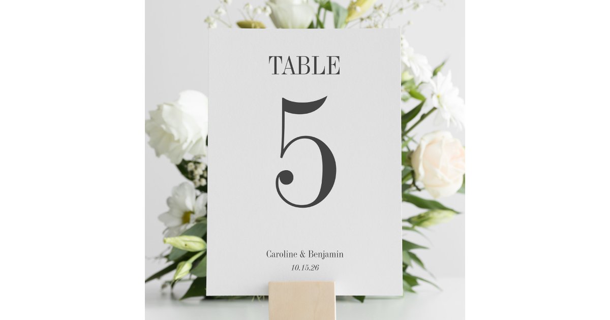 Stylish Classic Typography Elegant Simple Wedding Table Number | Zazzle