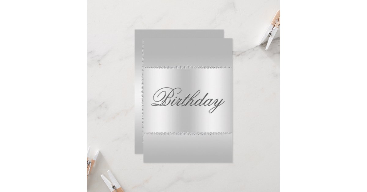 Stylish Classy Silver & Gems Birthday Invitation | Zazzle