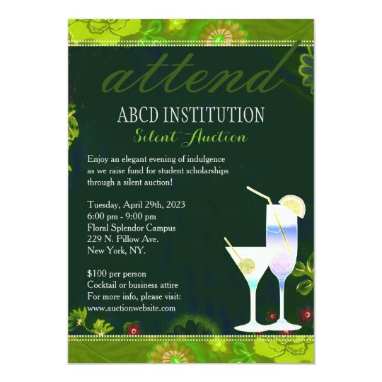 Stylish Cocktails Fundraising Silent Auction Invitation | Zazzle.com