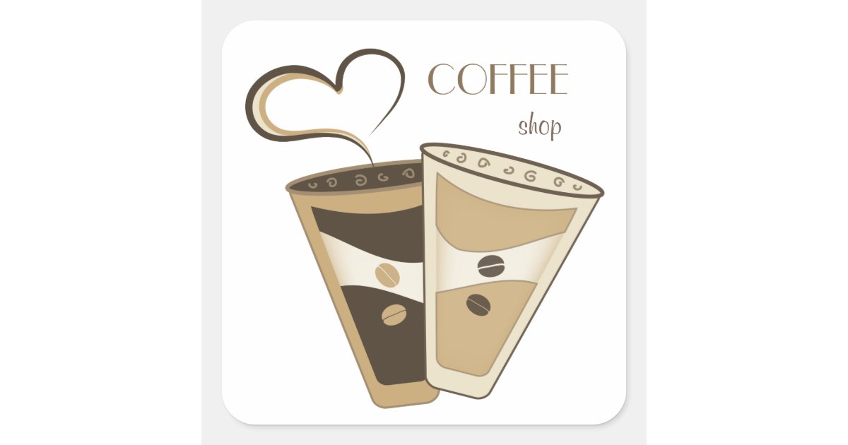 Stylish Coffee Shop Sticker | Zazzle