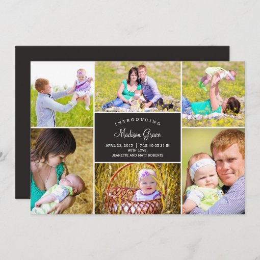 Stylish Collage Birth Announcement | Zazzle