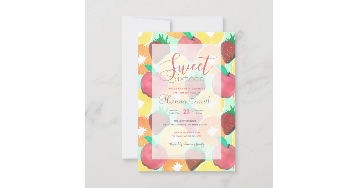 Stylish Colorful Summer Fruits Design Invitation | Zazzle