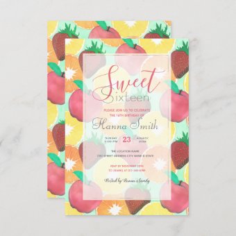 Stylish Colorful Summer Fruits Design Invitation | Zazzle
