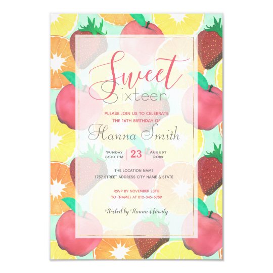 Stylish Colorful Summer Fruits Design Invitation | Zazzle.com
