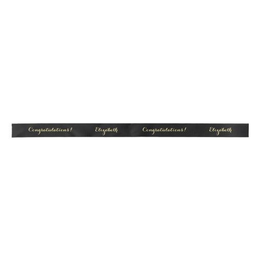 Stylish Congratulations Graduation Black Faux Gold Satin Ribbon | Zazzle
