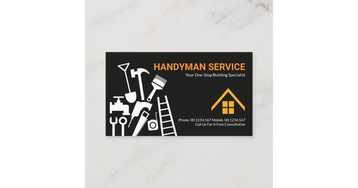 Stylish Construction Handyman Tools Home Repairs Business Card | Zazzle