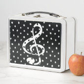 Stylish contemporary treble clef polka dots metal lunch box | Zazzle