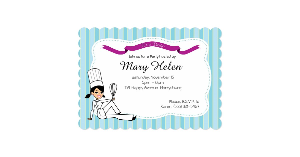 Stylish Cooking Party Personalized Invitation | Zazzle.com