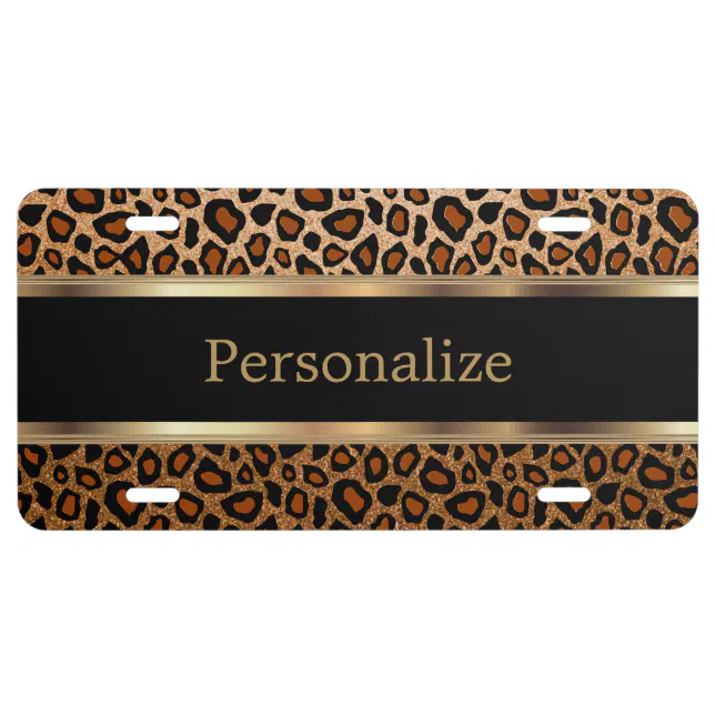 Stylish Copper Leopard Animal Print | Personalize License Plate | Zazzle