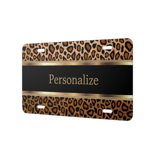 Stylish Copper Leopard Animal Print | Personalize License Plate | Zazzle