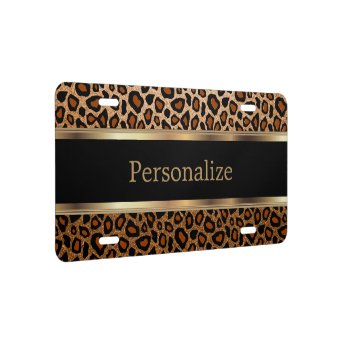 Stylish Copper Leopard Animal Print | Personalize License Plate | Zazzle