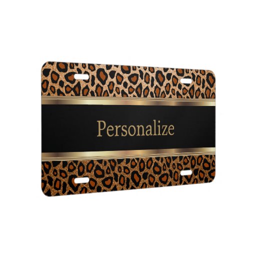 Stylish Copper Leopard Animal Print | Personalize License Plate | Zazzle