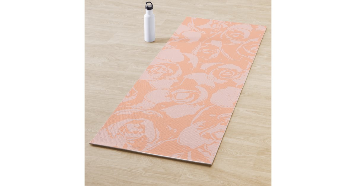 Stylish Coral Pink Floral Illustration Pattern Yoga Mat | Zazzle
