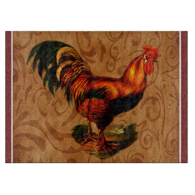 Stylish Country Rooster Kitchen Cutting Board | Zazzle