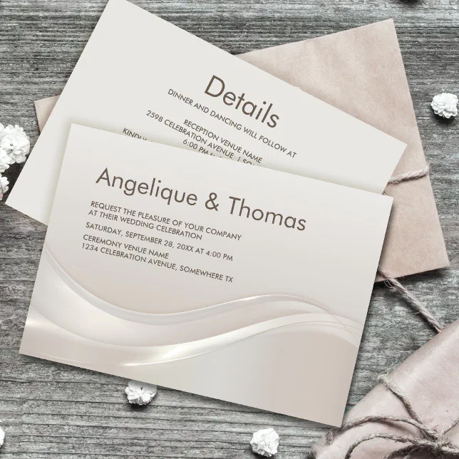 Stylish Cream All in One Wedding Invitation | Zazzle