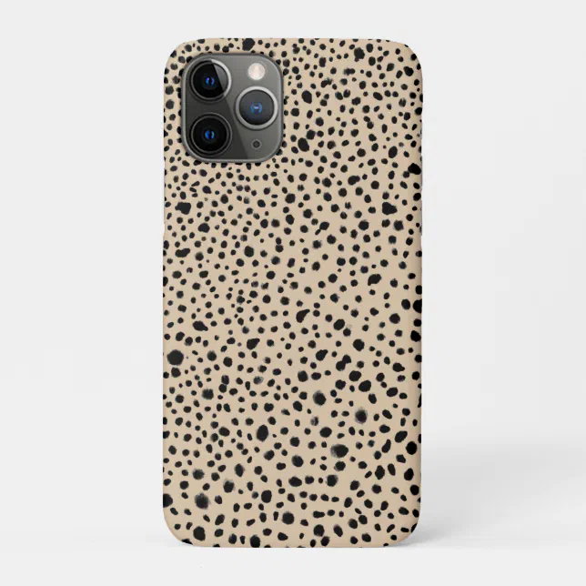 Stylish Cream Painted Abstract Black Dots Case-Mate iPhone Case | Zazzle