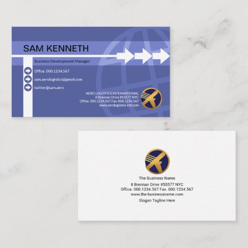 Stylish Creative Arrow Line Global Import Export Business Card | Zazzle