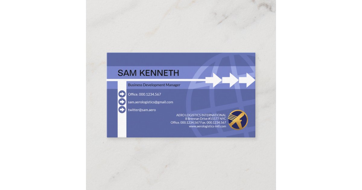 Stylish Creative Arrow Line Global Import Export Business Card | Zazzle