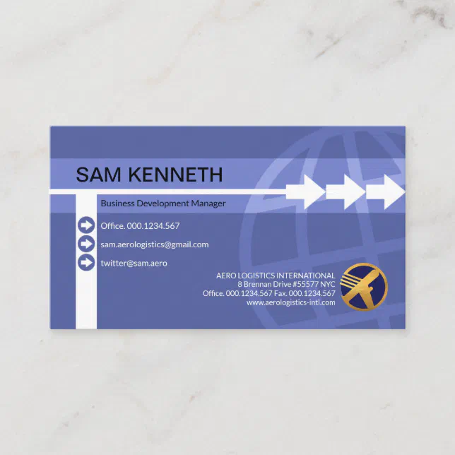 Stylish Creative Arrow Line Global Import Export Business Card | Zazzle