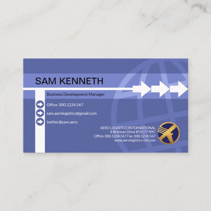 Stylish Creative Arrow Line Global Import Export Business Card | Zazzle.com