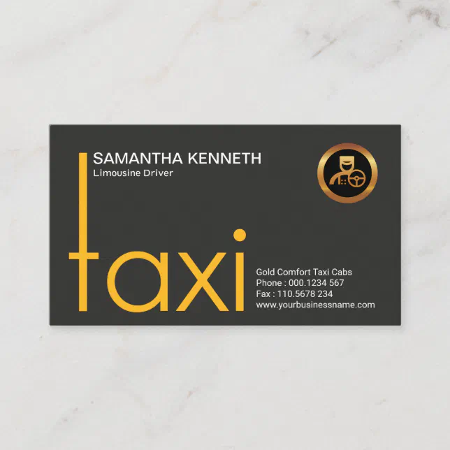 Stylish Creative Taxi Signage TAXI Driver Business Card | Zazzle