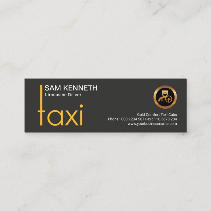 Stylish Creative Taxi Signage TAXI Driver Mini Business Card | Zazzle