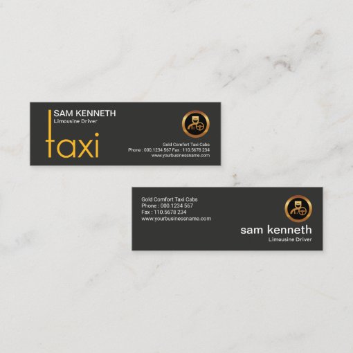 Stylish Creative Taxi Signage TAXI Driver Mini Business Card | Zazzle