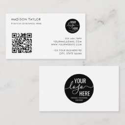 Stylish Custom Company Logo QR Code Minimalist Business Card | Zazzle