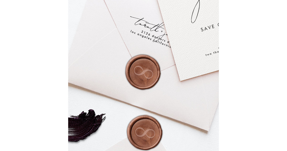 Stylish Custom Eternity Wedding Bronze Copper Wax Seal Sticker | Zazzle