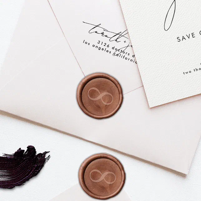 Stylish Custom Eternity Wedding Bronze Copper Wax Seal Sticker | Zazzle