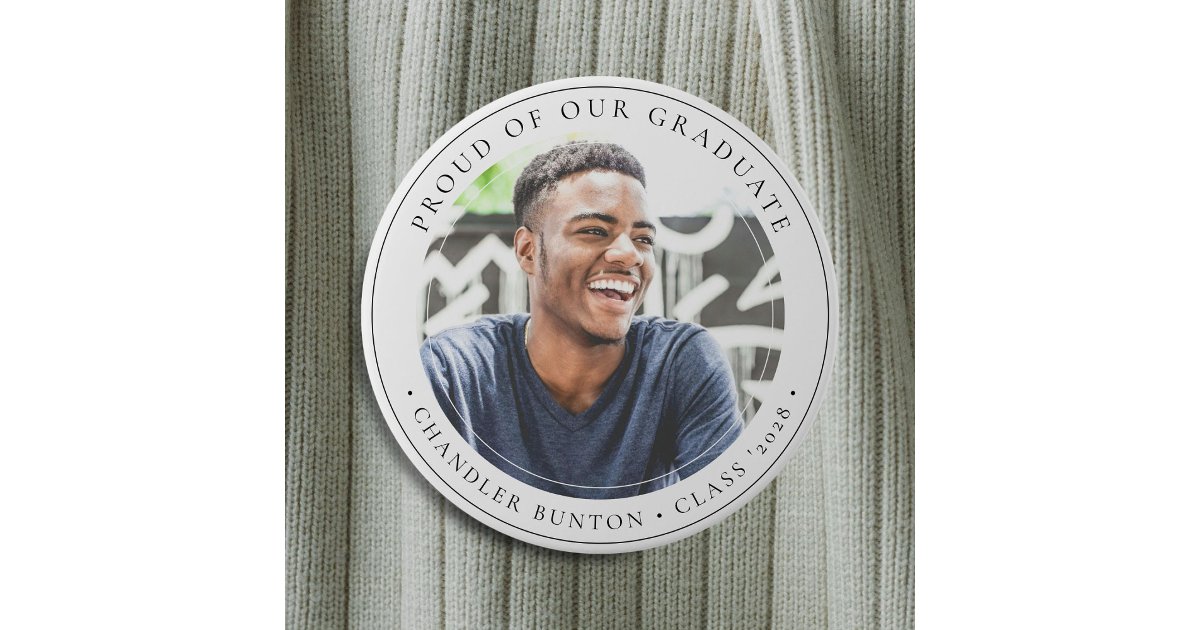 Stylish Custom Graduate Photo Graduation Button | Zazzle