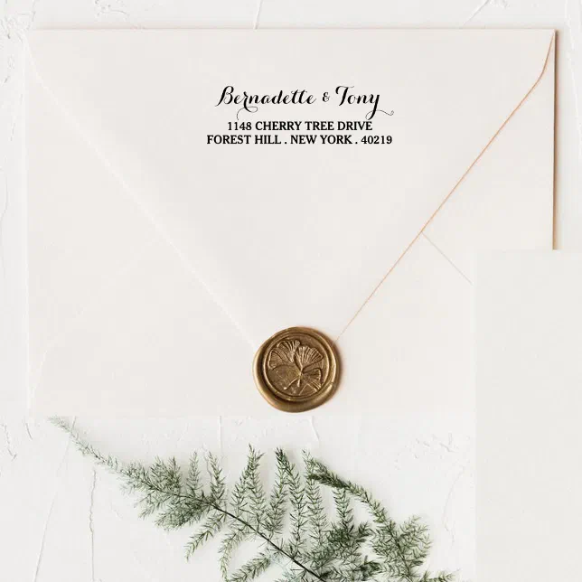 Stylish Custom Name & Address Wood Art Stamp | Zazzle