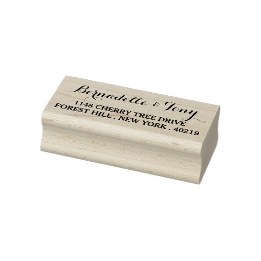 Stylish Custom Name & Address Wood Art Stamp | Zazzle