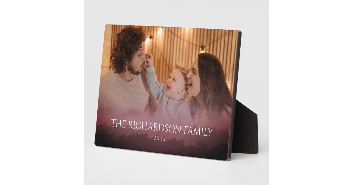 Stylish Custom Photo Burgundy Overlay Plaque | Zazzle