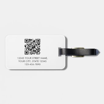 Stylish Custom Photos QR Code White Luggage Tag | Zazzle